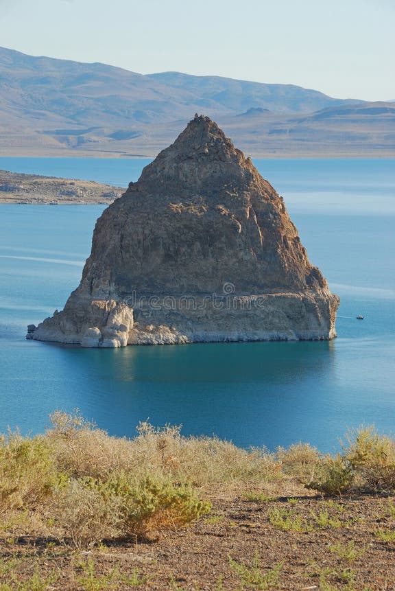 Pyramid Rock stock image. Image of tufa, water, reno - 24564149