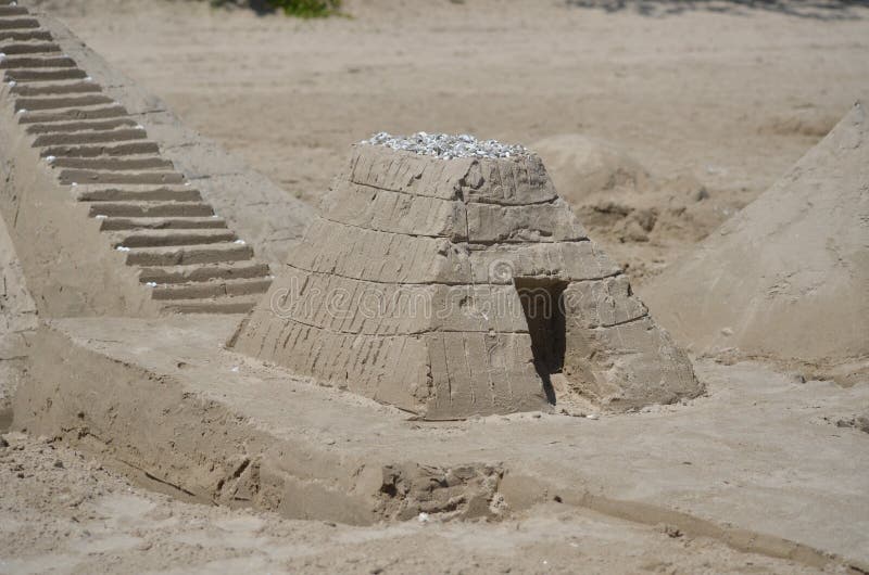 Pyramid Sand Castle on a Beach Stock Image - Image of ontario, tourist ...