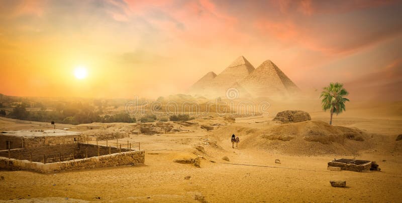Pyramid in sand desert stock image. Image of great, sunlight - 238446481