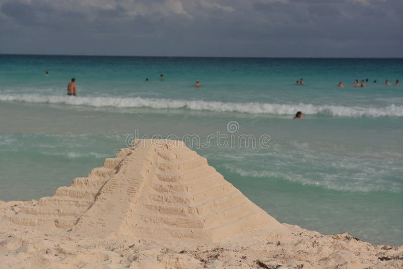 Pyramid of Sand on the Shores of the Caribbean Sea. Stock Photo - Image ...