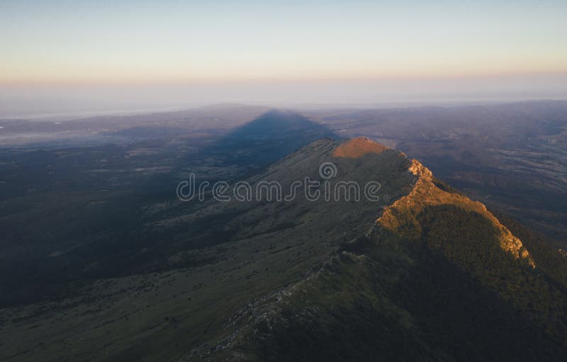 Aerial View of Pyramid Shape Shade of Rtanj Mountain Peak Stock Photo ...