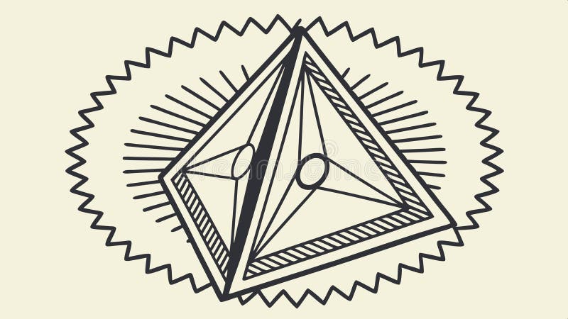 Pyramid Shape within a Spiky Sunburst Frame, Mystical Symbol Vector ...