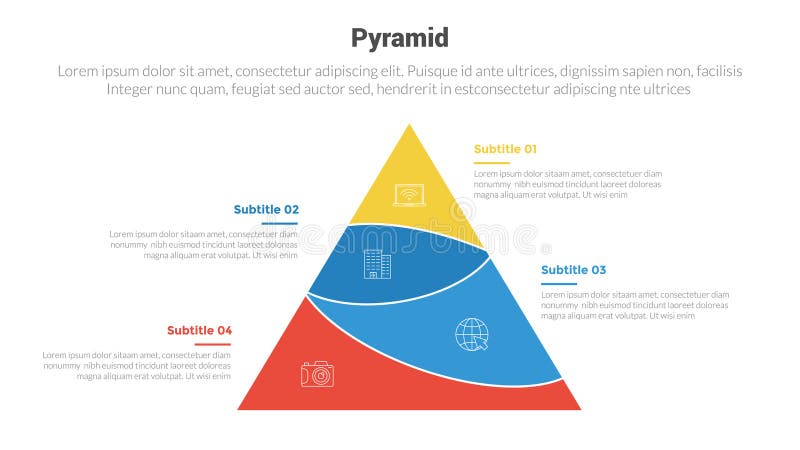 Pyramid Shape Triangle Stage Infographics Template Diagram with Round ...