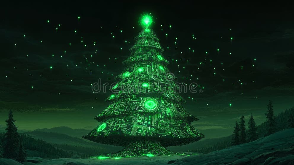 A Pyramid-shaped Circuit Board with Luminous Lights, Set in a Digital ...