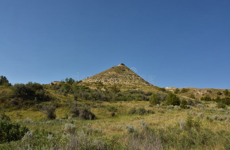 Pyramid Shaped Mound in the North Dakota Landscape Stock Image - Image ...