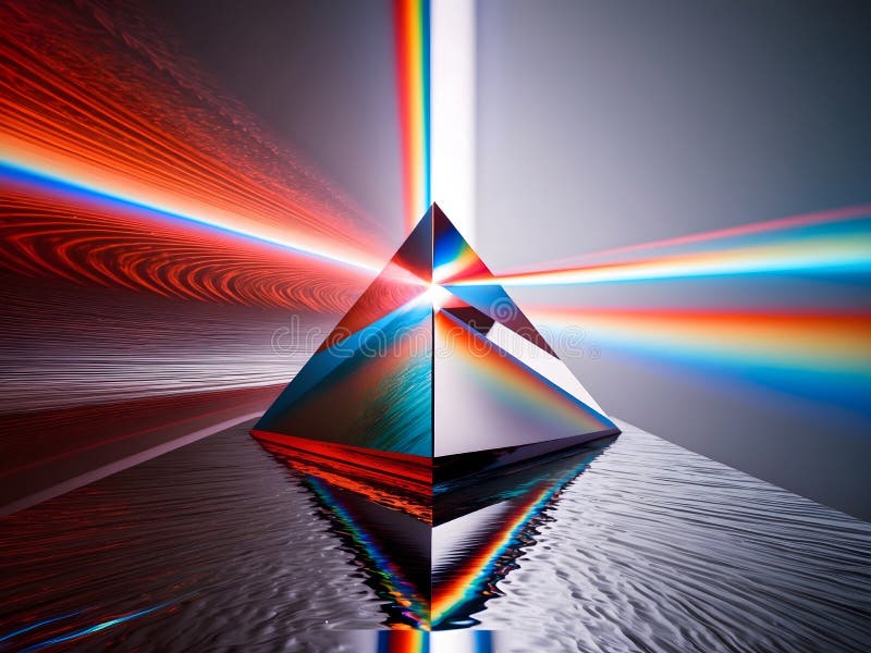 A Pyramid-shaped Object Reflecting a Rainbow of Colors Onto a ...