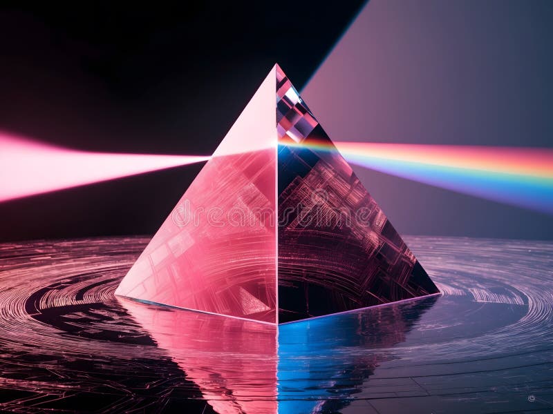 A Pyramid-shaped Object Reflecting a Rainbow of Colors Onto a ...