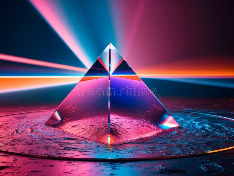 A Pyramid-shaped Object Reflecting a Rainbow of Colors Onto a ...