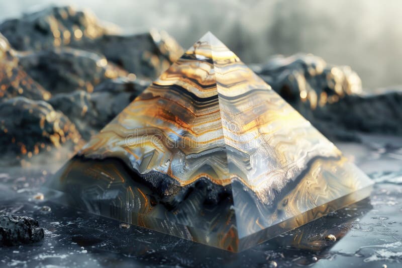 A Pyramid Shaped Object Sitting on Top of a Pile of Rocks. Suitable for ...