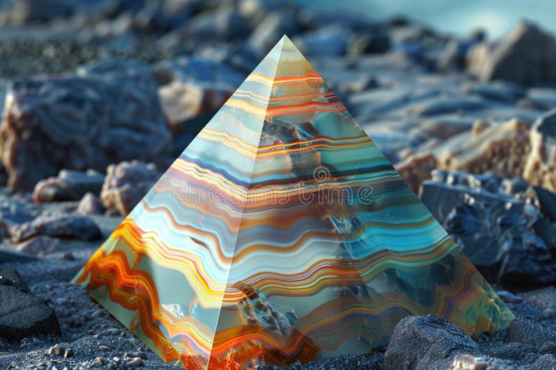 A Pyramid Shaped Object on Top of a Pile of Rocks, Suitable for ...