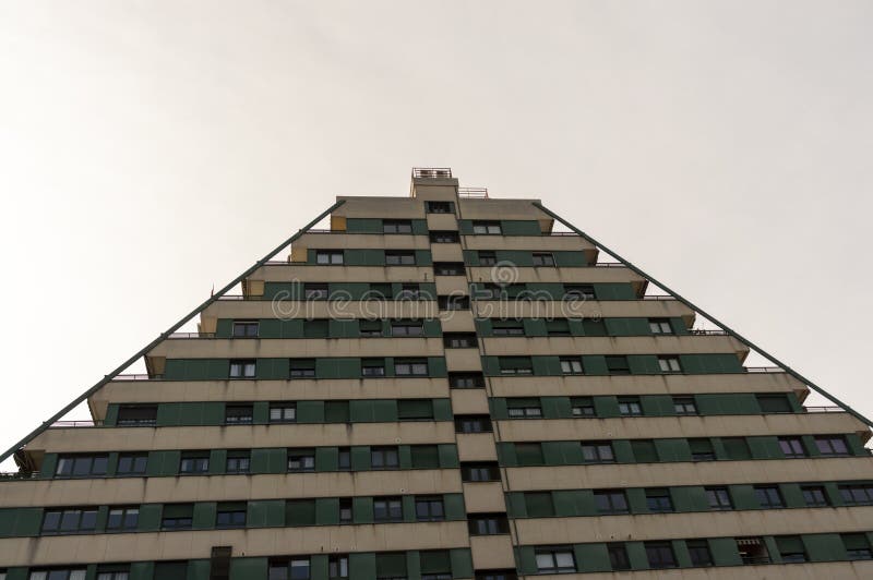 Pyramid-shaped Residential Building Stock Image - Image of facade ...