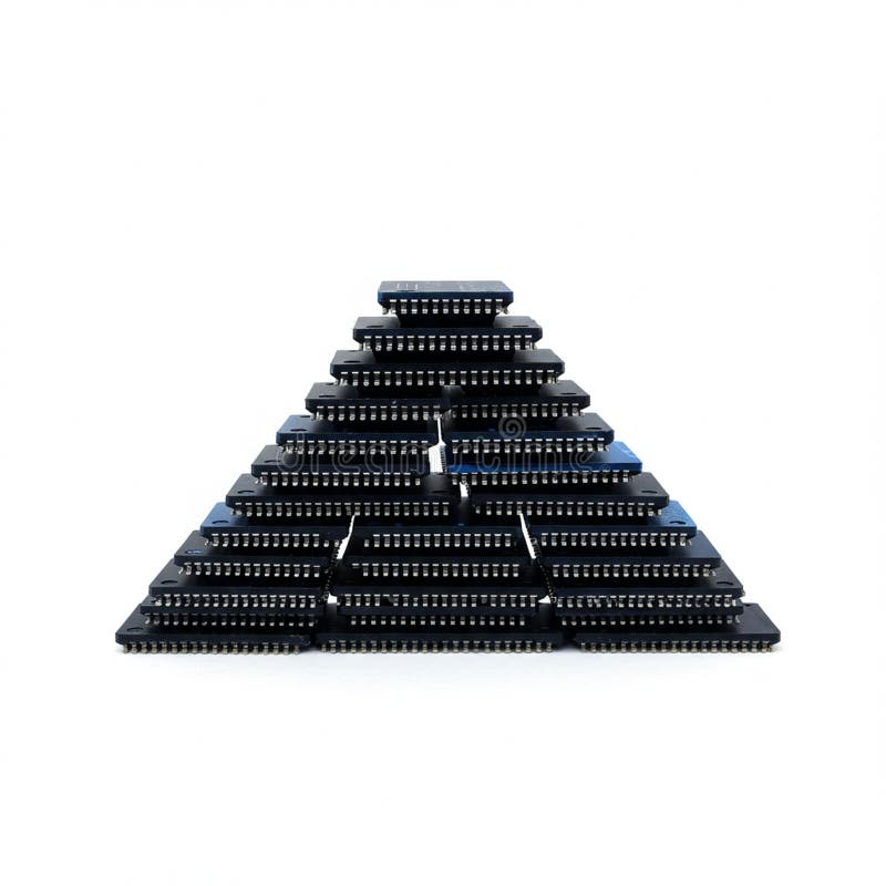 A Pyramid-shaped Structure Made of Stacked Black Microchips with ...