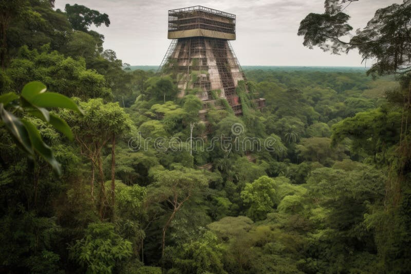 Pyramid-shaped Structure Towering Over Lush Jungle Stock Illustration ...