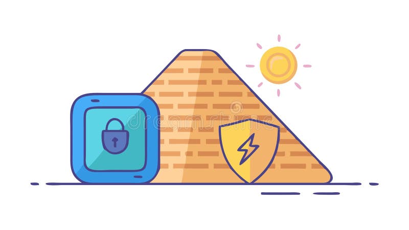 Pyramid with Shield, Ancient Security Protection, Vector Design ...