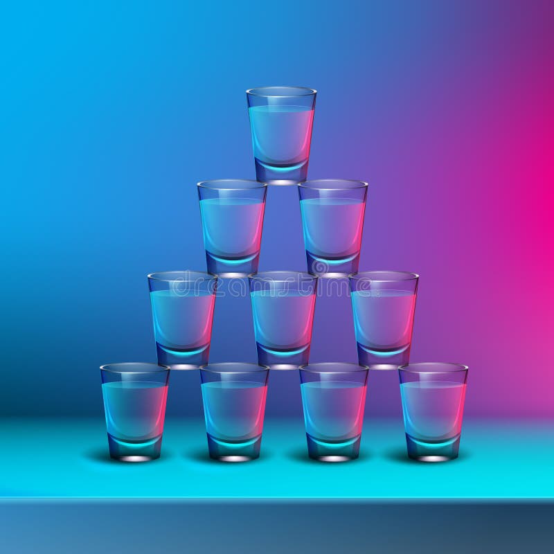 Pyramid of shots stock vector. Illustration of fluid - 91644640