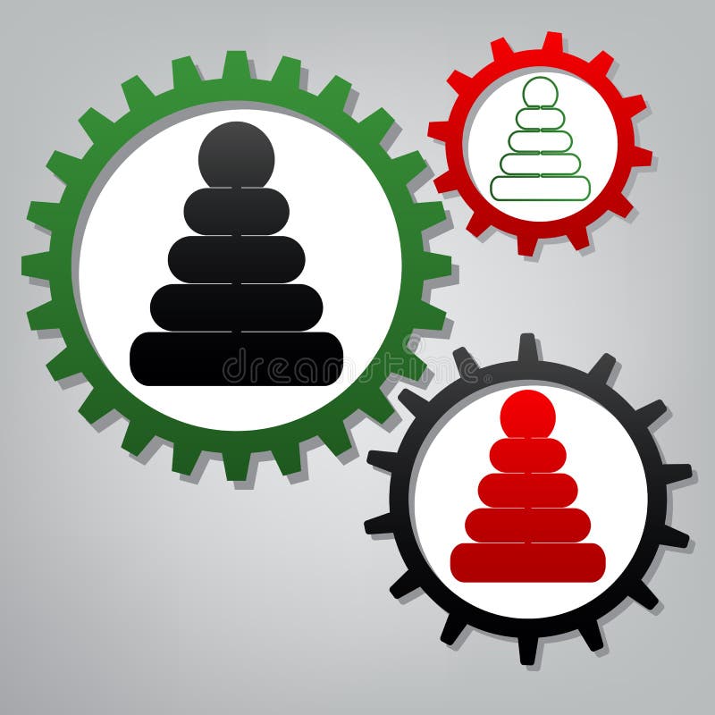 Pyramid Sign Illustration. Black Icon on White Popart Splash at Green ...