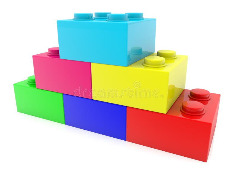 Pyramid of six toy bricks stock illustration. Illustration of child ...