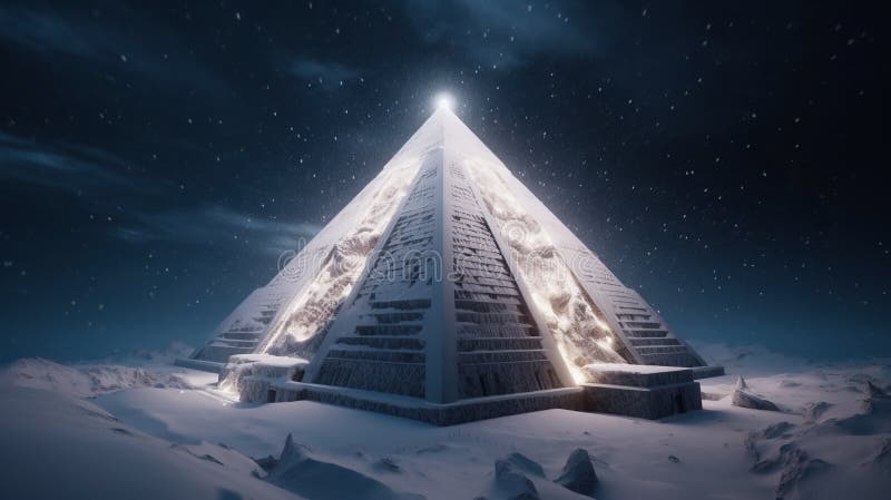 A Pyramid in the Snow, Created with Generative AI Technology Stock ...