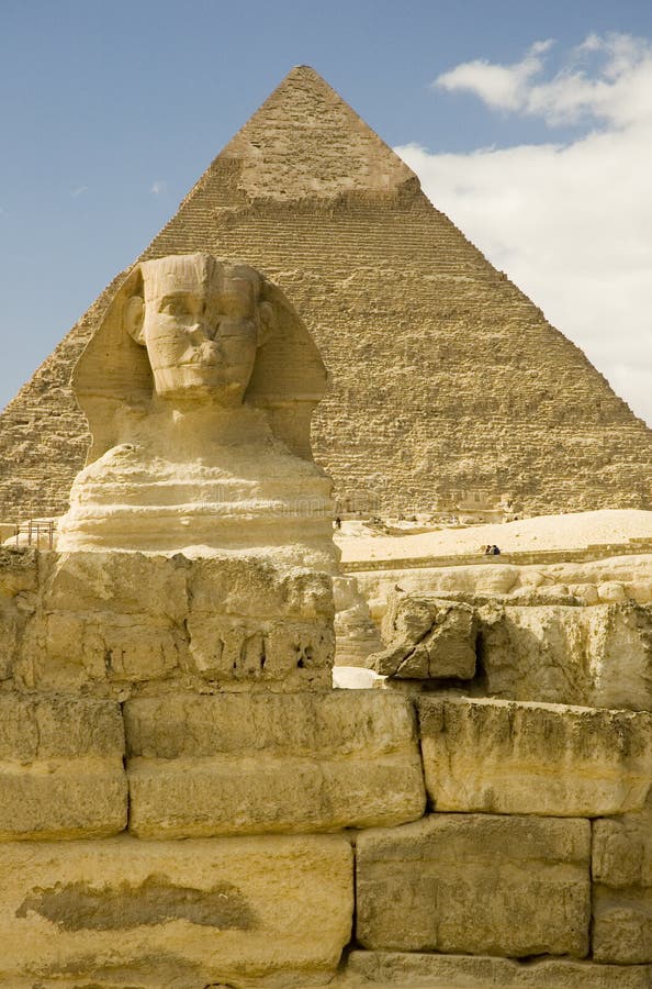 Pyramid And Sphinx From The Front Stock Photo - Image of sphinx ...