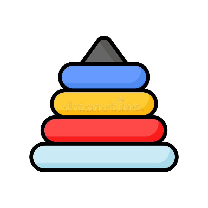 Pyramid Stacking Rings Toy Icon Isolated on White Background, Editable ...