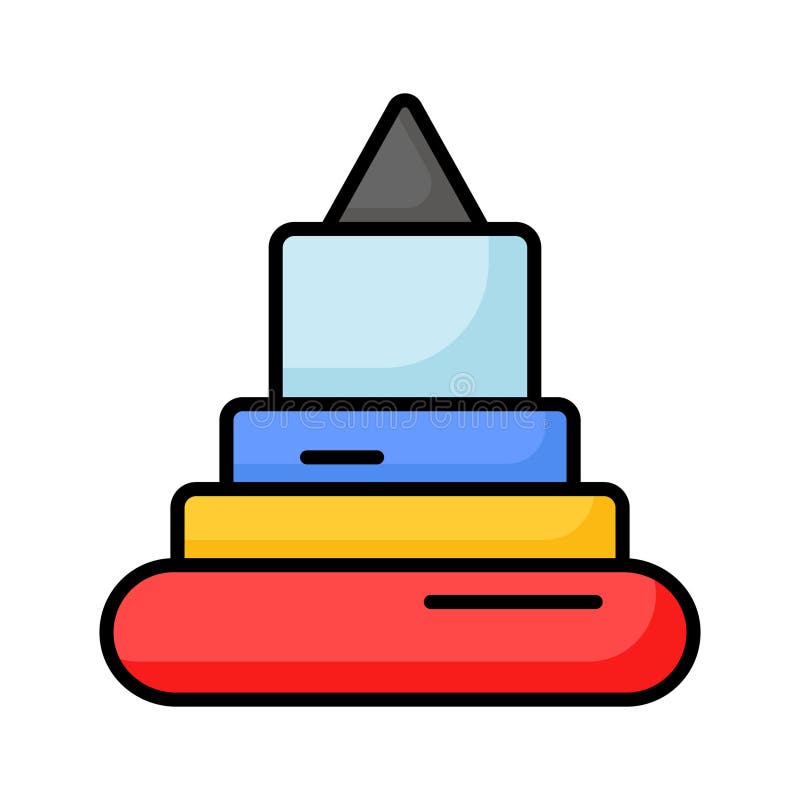 Pyramid Stacking Rings Toy Icon Isolated on White Background, Editable ...