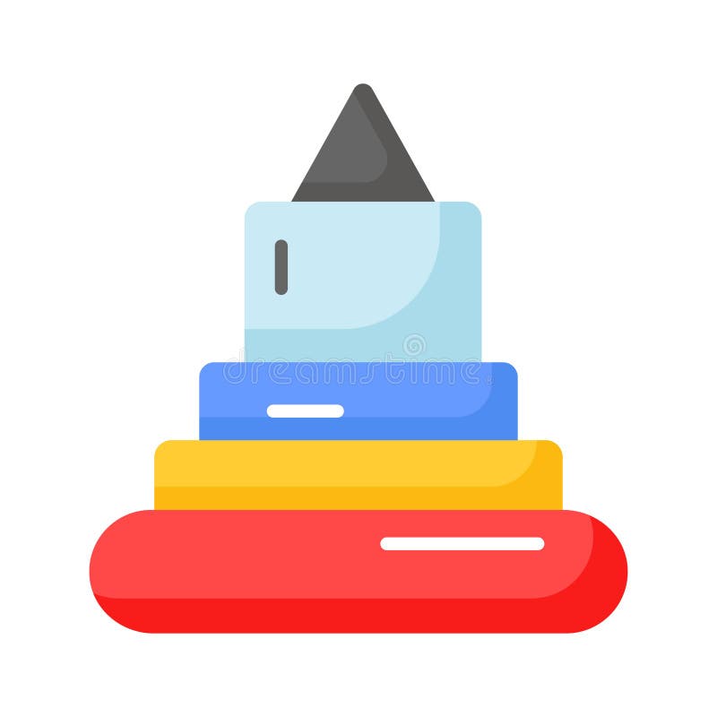 Pyramid Stacking Rings Toy Icon Isolated on White Background, Editable ...