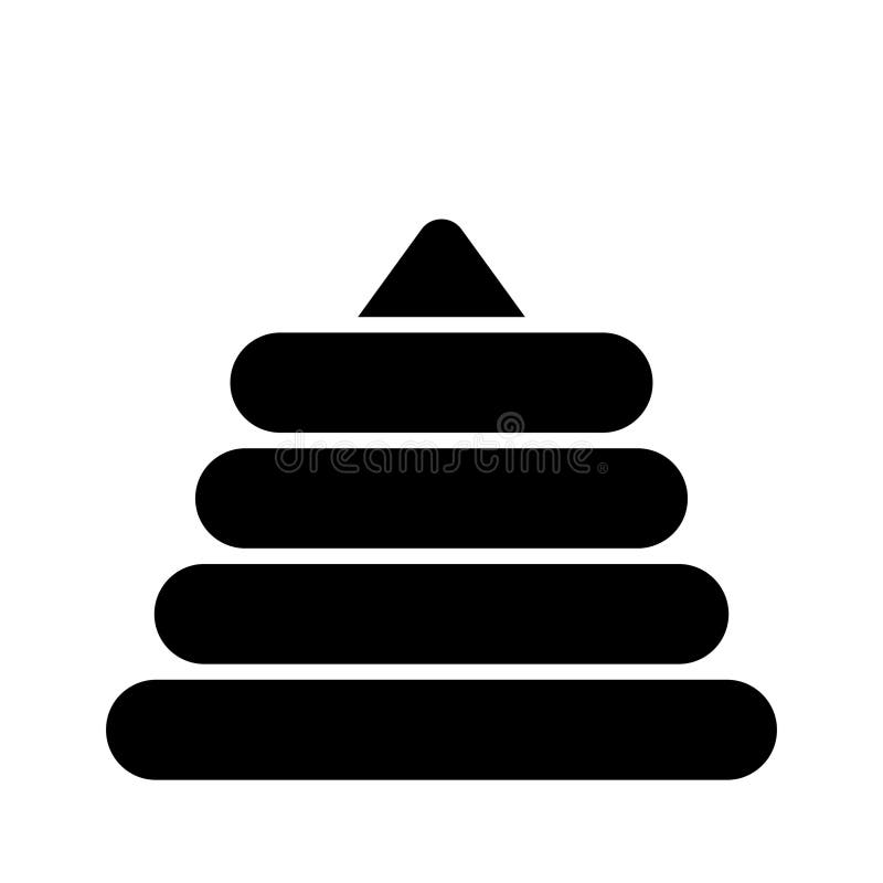 Pyramid Stacking Rings Toy Icon Isolated on White Background, Editable ...