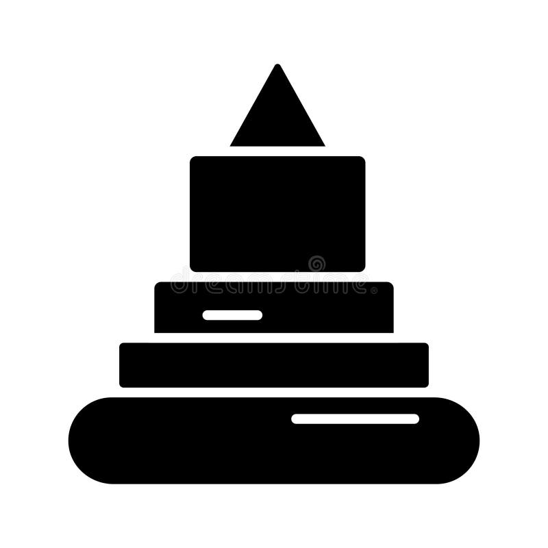 Pyramid Stacking Rings Toy Icon Isolated on White Background, Editable ...