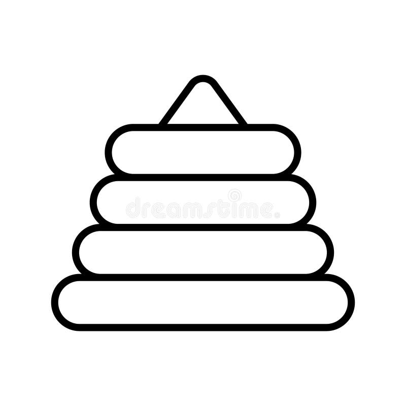 Pyramid Stacking Rings Toy Icon Isolated on White Background, Editable ...