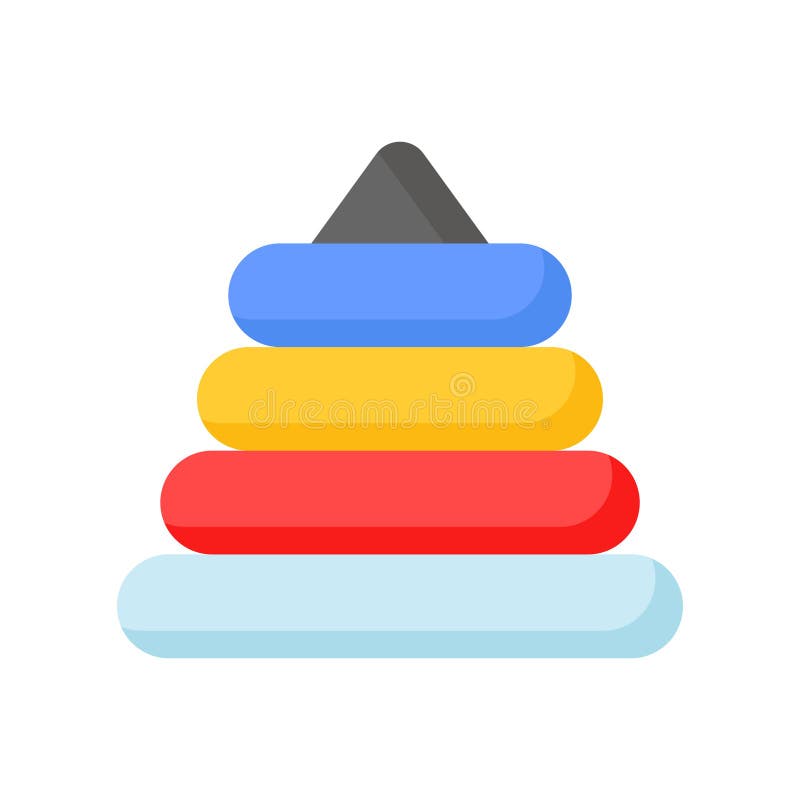 Pyramid Stacking Rings Toy Icon Isolated on White Background, Editable ...