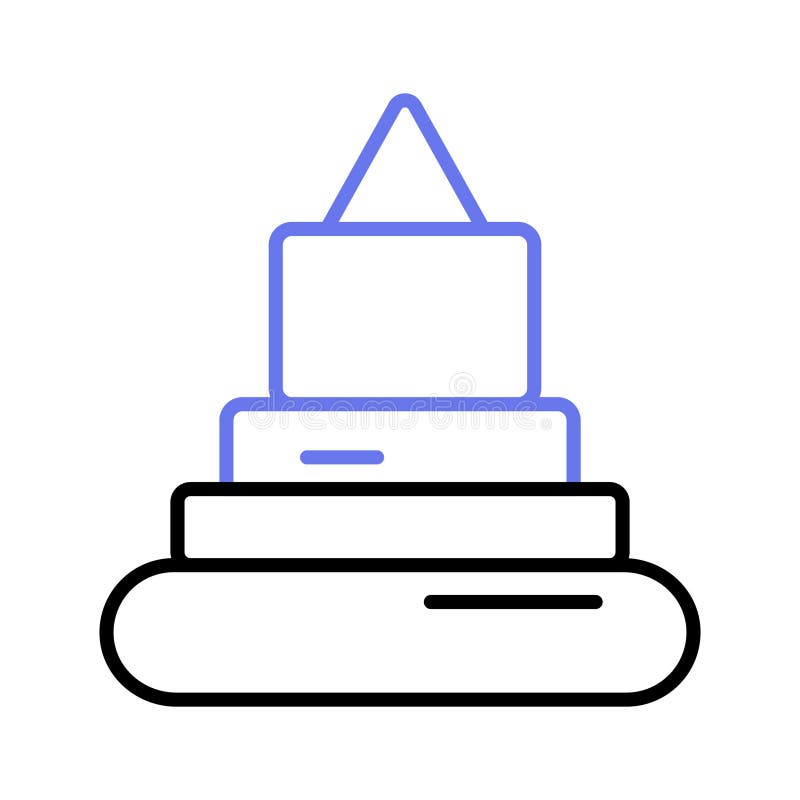 Pyramid Stacking Rings Toy Icon Isolated on White Background, Editable ...