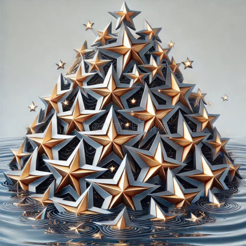 A Pyramid of Stars Floating on Water. Stock Photo - Image of abstract ...