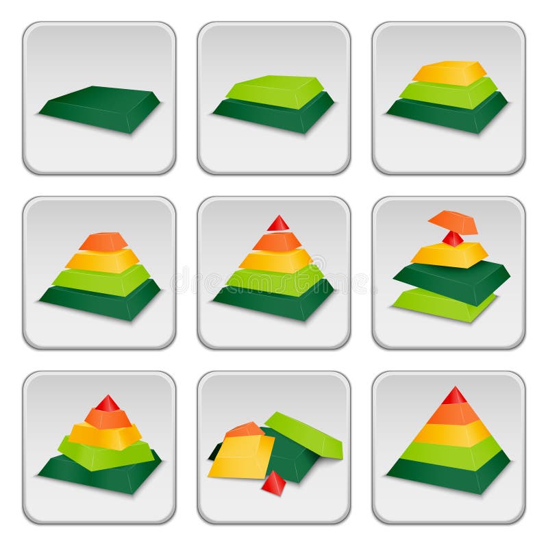 Pyramid Status Indicator Icons Stock Vector - Illustration of pyramid ...