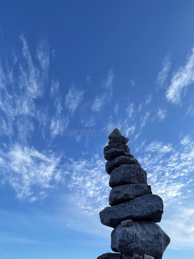 Pyramid of Stones Against the Sky, the Concept of Balance. Stock Photo ...