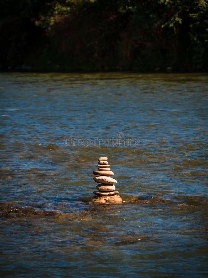 Pyramid Stones Balance on the River at Ladakh Stock Image - Image of ...