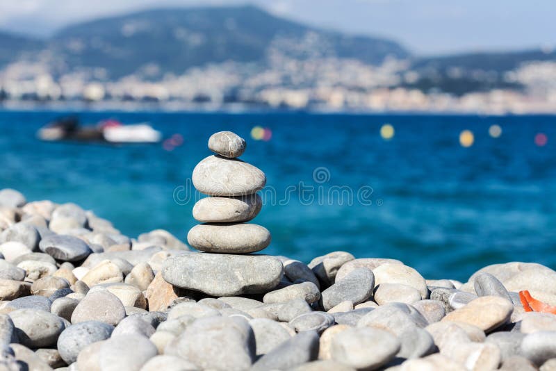 Pyramid of Stones on the Beach Stock Photo - Image of granite, pattern ...