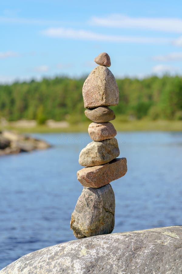 Pyramid of Stones. Unstable Balance of Stone Objects Stock Photo ...