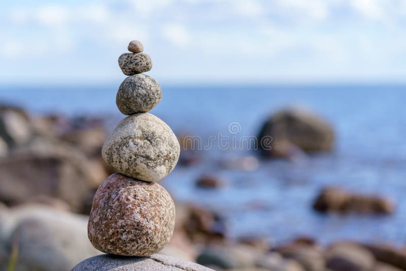 Pyramid of Stones. Unstable Balance of Stone Objects Stock Image ...