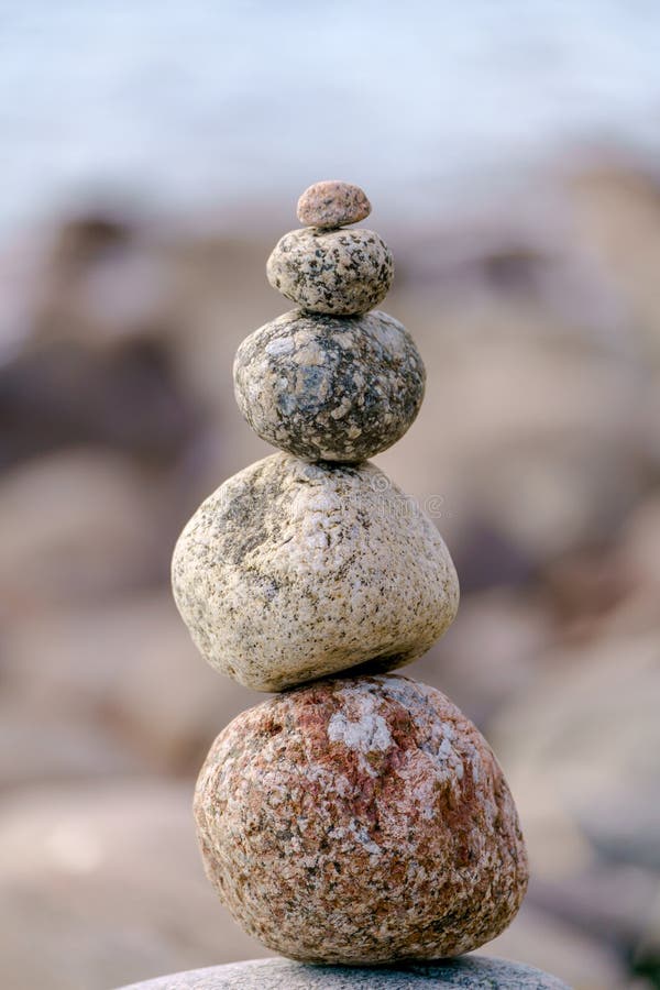 Pyramid of Stones. Unstable Balance of Stone Objects Stock Image ...