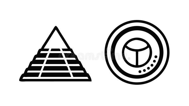 Pyramid Structure and Circular Target Icon Symbolism, Vector Design ...