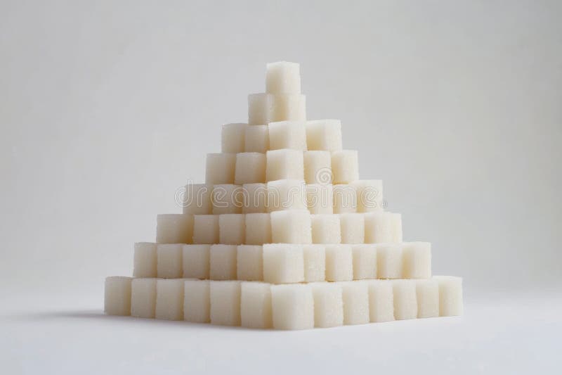A Pyramid Structure Created from Stacked Sugar Cubes on a Plain White ...