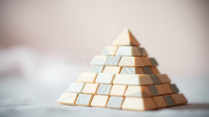 A Pyramid Structure Meticulously Crafted from Beige and Grey Blocks ...