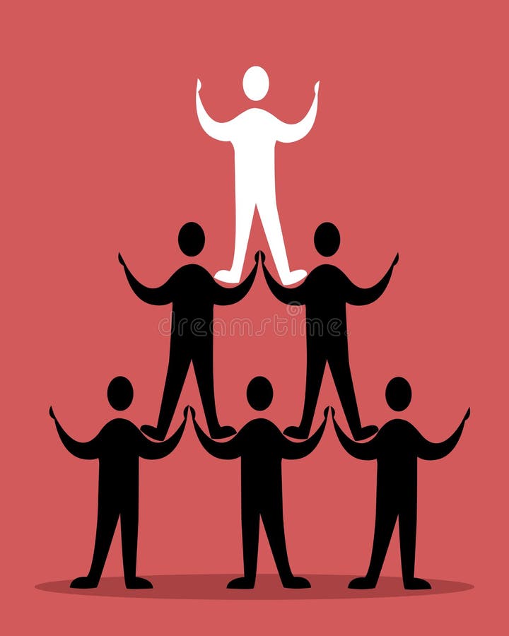 People Pyramid Group Teamwork Success on Blue Stock Vector ...