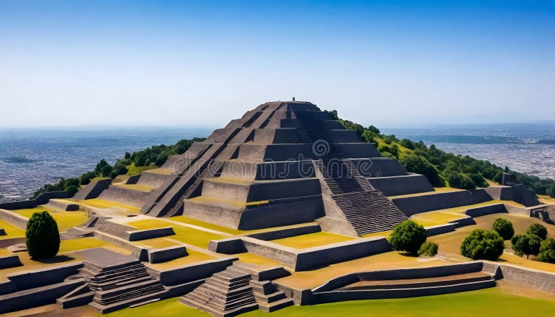 The Pyramid of the Sun in Mexico with Clear Blue Sky on the Background ...