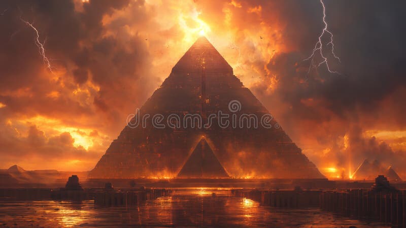 Pyramid of the Sun in the Misty Sky. 3d Rendering Stock Illustration ...