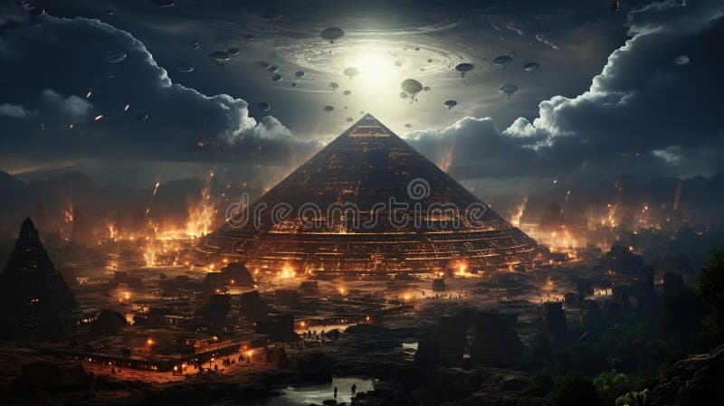 Pyramid of the Sun and Moon Stock Illustration - Illustration of ...