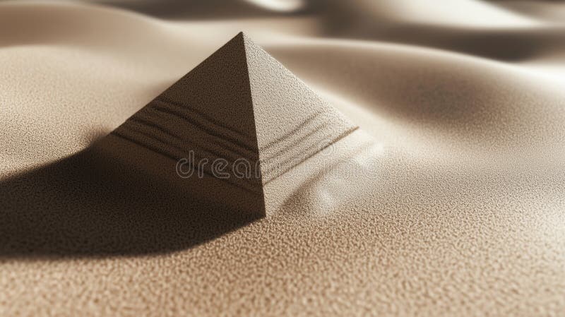 A Pyramid with a Textured Surface Made of Sand Sits Partially Buried in ...