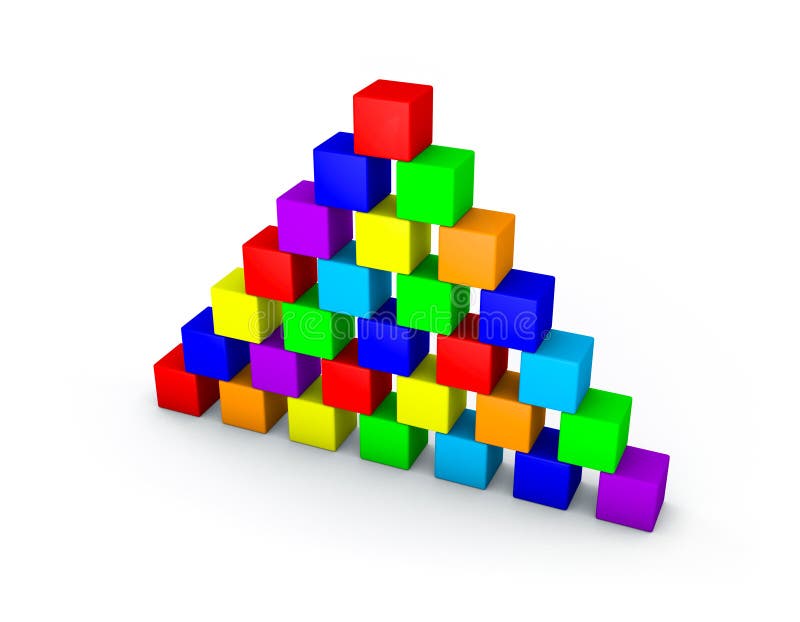 Pyramid from Toy Building Blocks. 3D Rendering Illustration. Stock ...