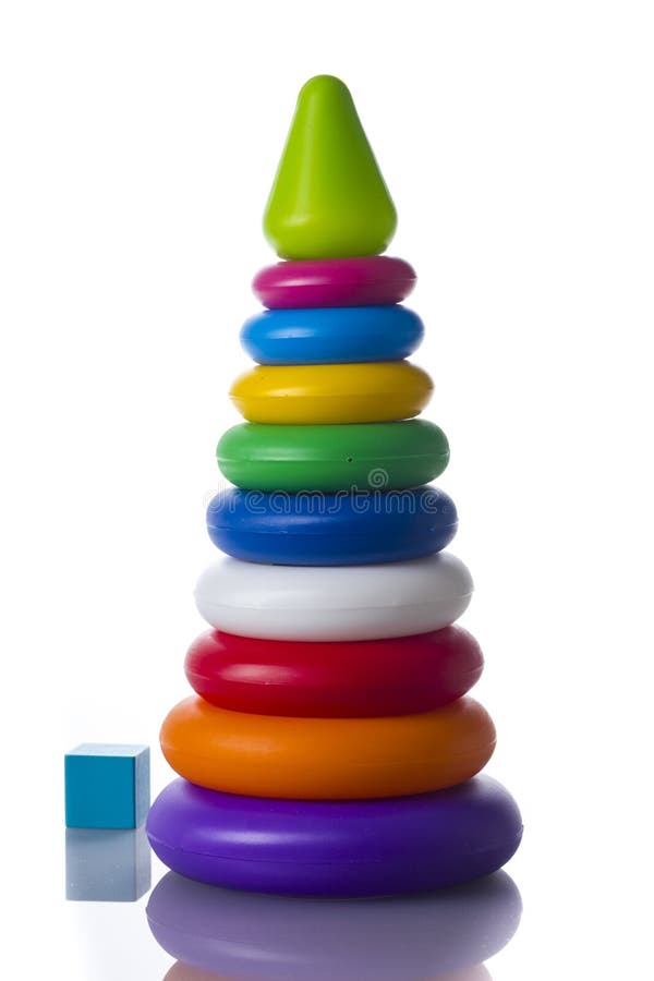 Pyramid Plastic Toy Isolated on White Background Stock Photo - Image of ...