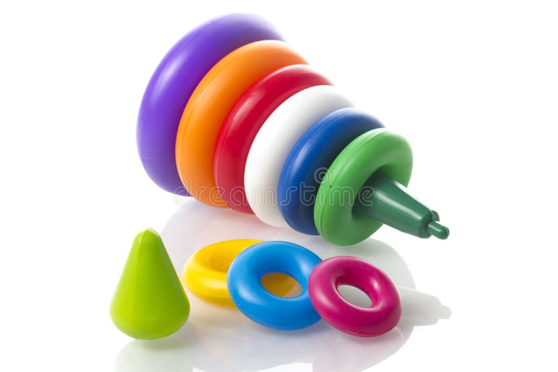 Pyramid Plastic Toy Isolated on White Background Stock Photo - Image of ...